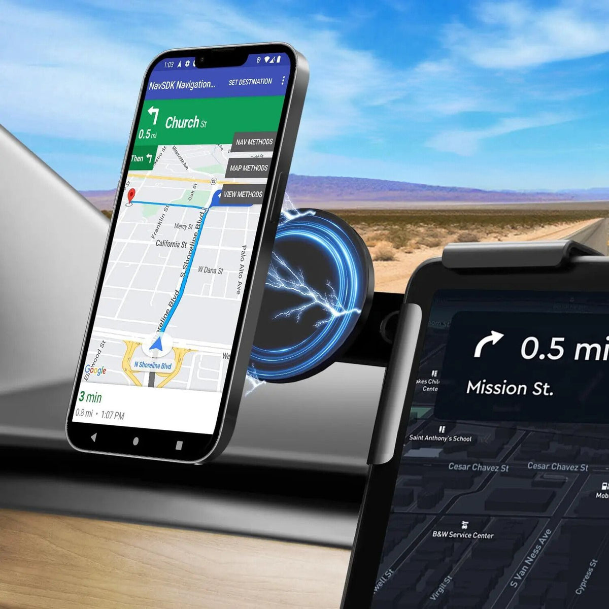 Tesla MagSafe Car Mount Charger for iPhone & Wireless Charging